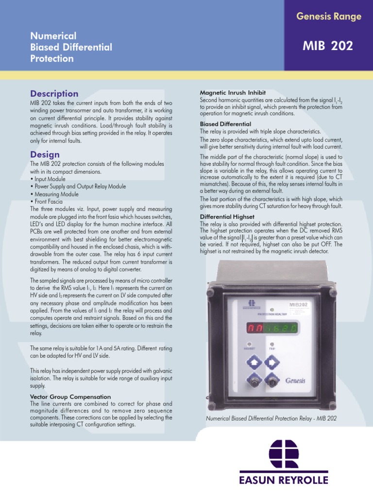 Pdtspec4 01 (MIB 202) | PDF | Relay | Transformer