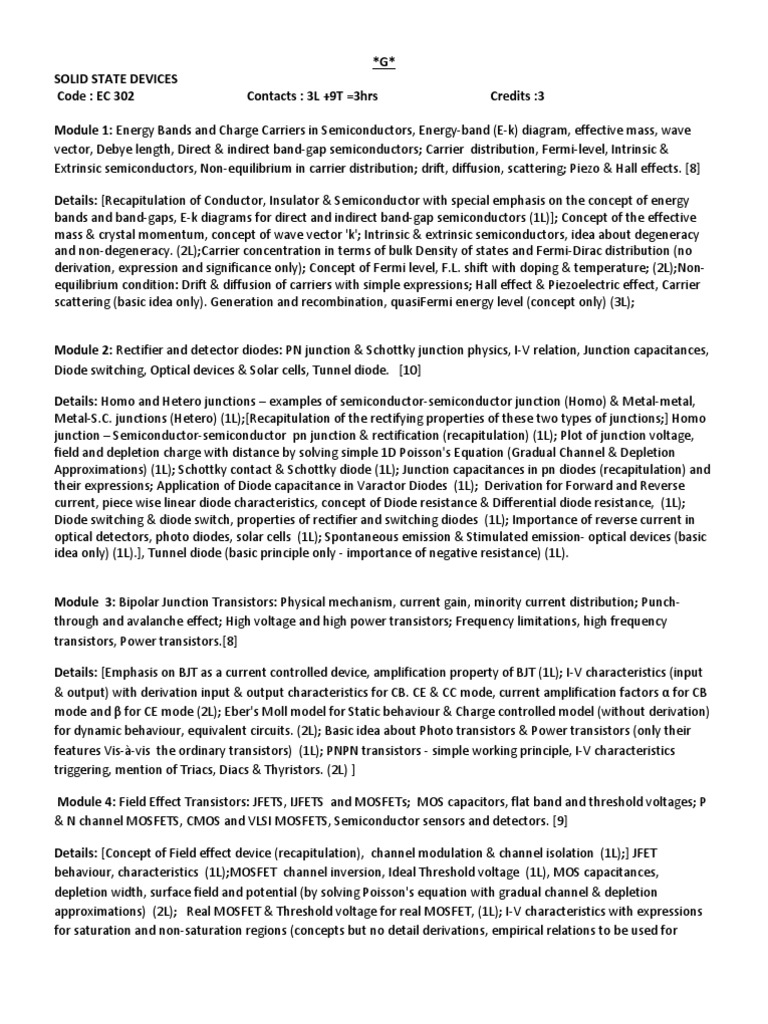SOLID STATE DEVICES-Theory Lab | PDF | Mosfet | Transistor