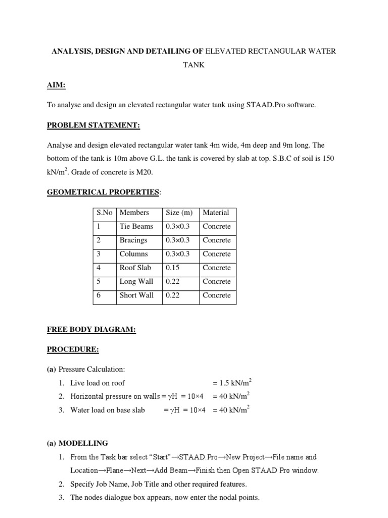 Elevated Rectangular Water Tank | PDF | Parameter (Computer Programming ...