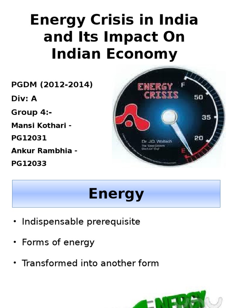 Energy Crisis Ppt In Macro Economics Pdf Renewable Energy