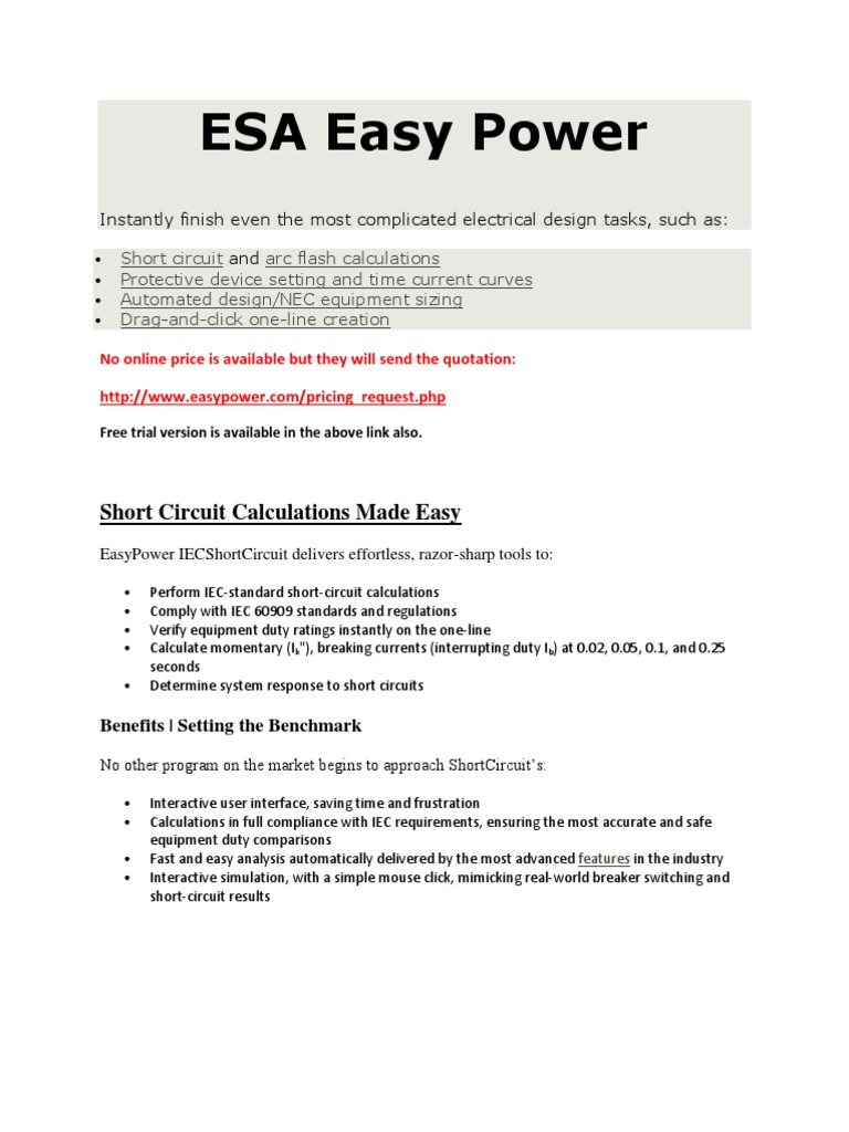 ESA Easy Power | PDF | Electricity | Electrical Engineering