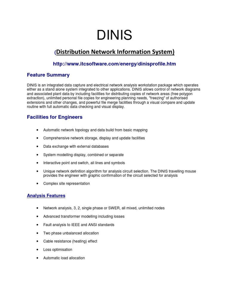 DINIS (Distribution Network Information System): A Comprehensive ...