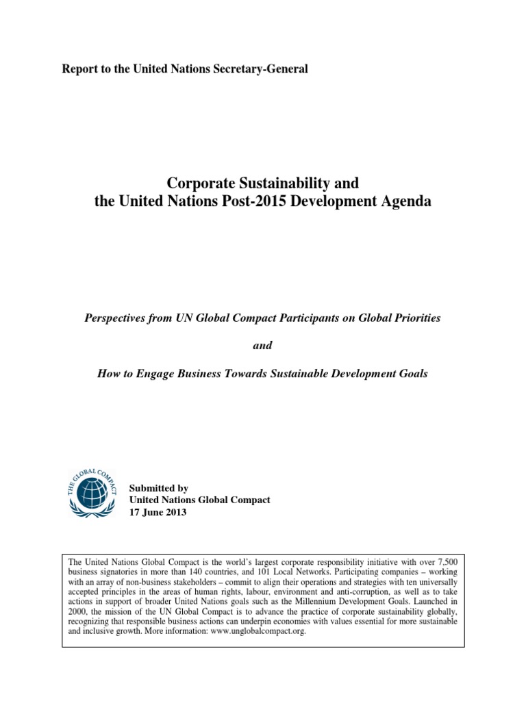 UNGC Post2015 Report | PDF | Millennium Development Goals | Sustainability