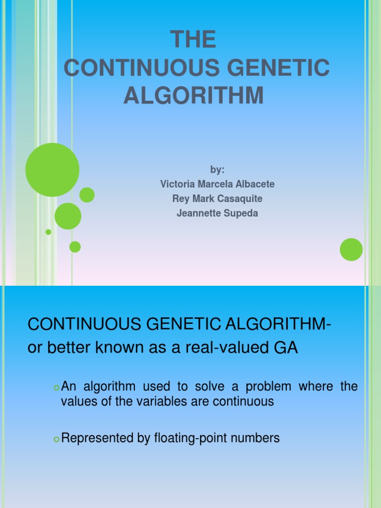 Continuous Genetic Algorithm | Download Free PDF | Genetic Algorithm | Algorithms