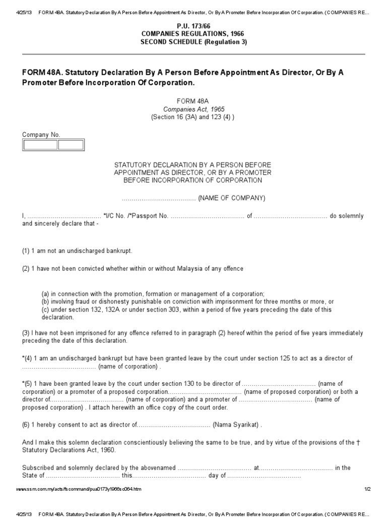 Form 48 | Corporations | Civil Law (Common Law)