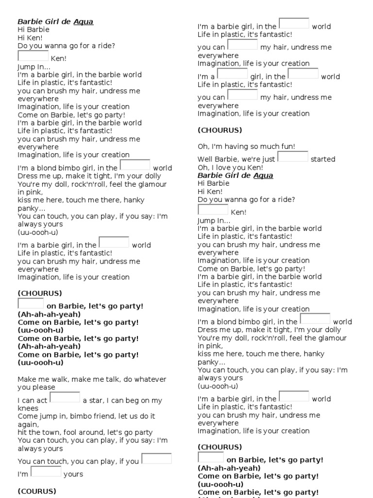 Barbie Girl Letra | PDF | Barbie | Toy Brands