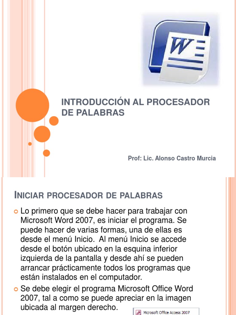 Introducción Al Procesador de Palabras | PDF | Ventana (informática) | Microsoft Word