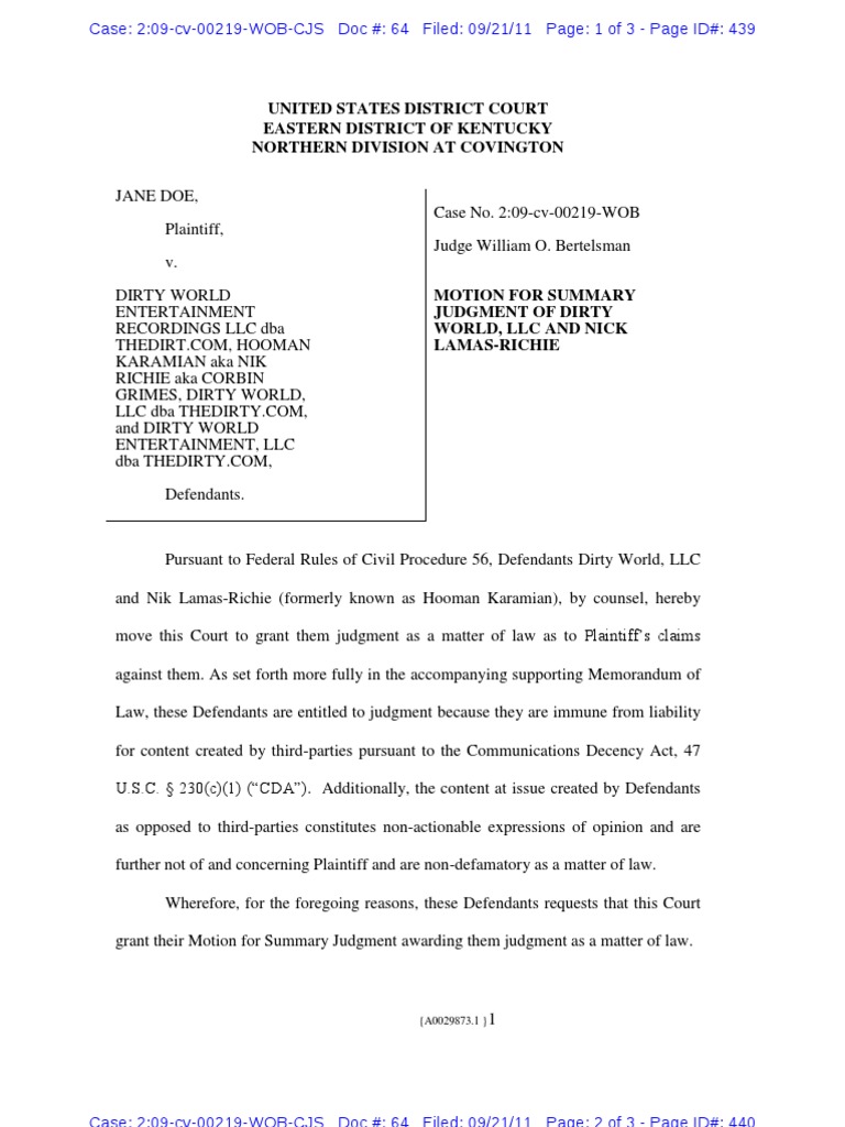 Motion For Summary Judgment | PDF