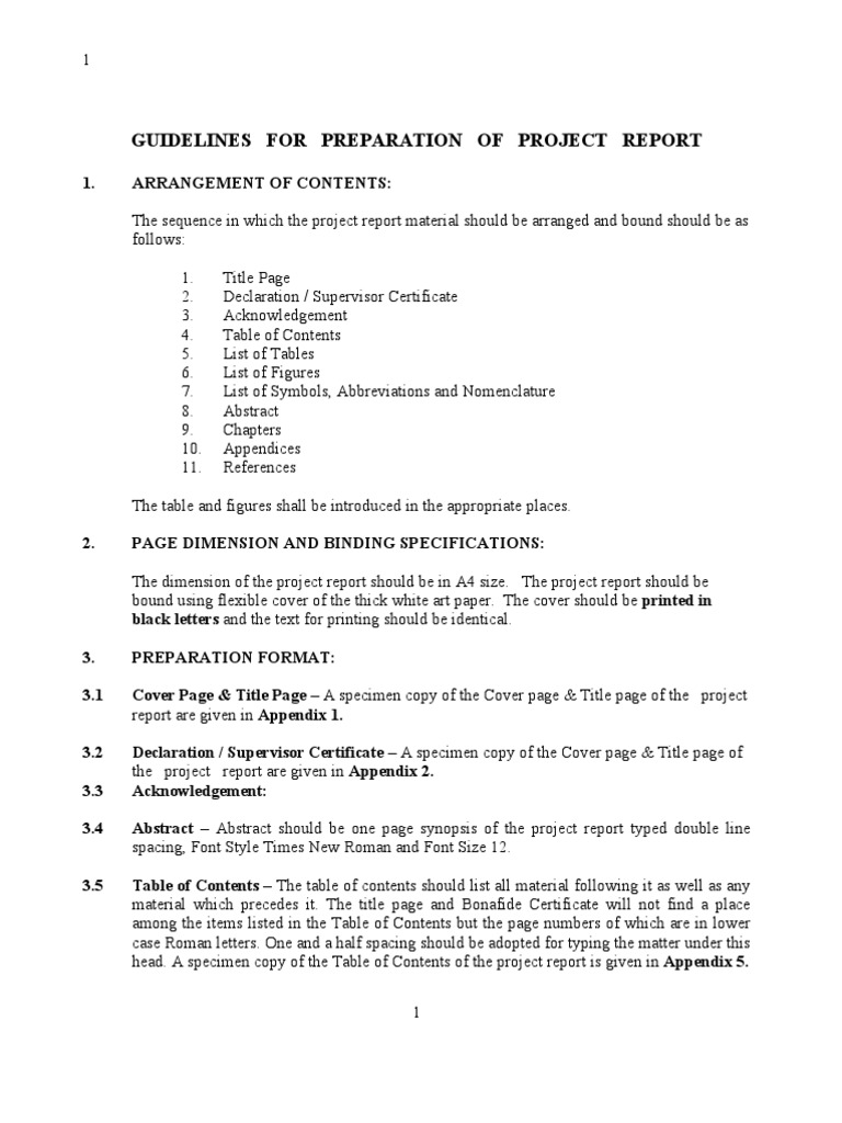 Guidelines For Preparation of Project Report | PDF | Ellipsis | Typefaces