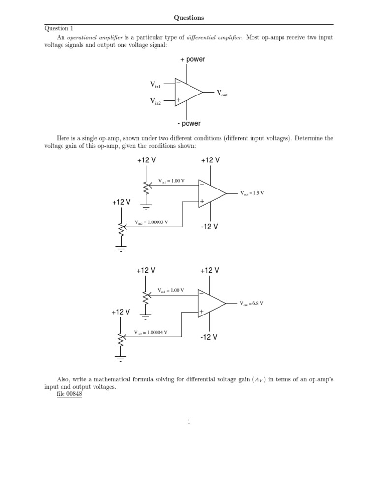 Problems On Operational Amplifiers | PDF | Operational Amplifier ...