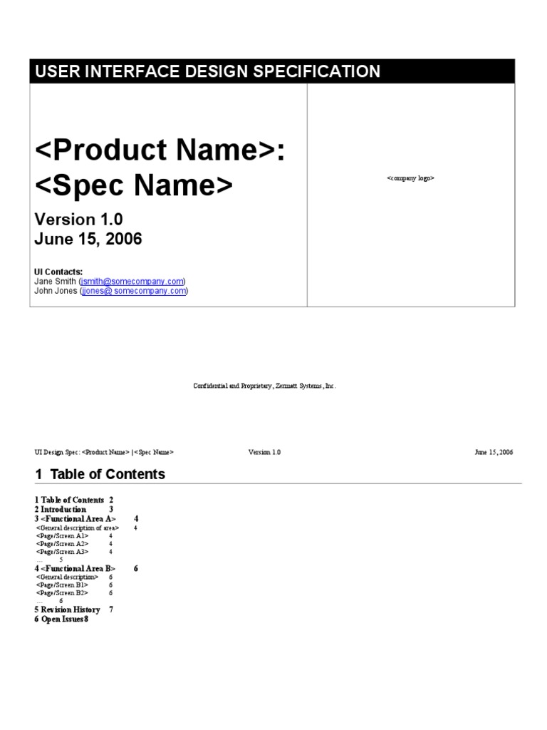 Functional Spec Template | PDF