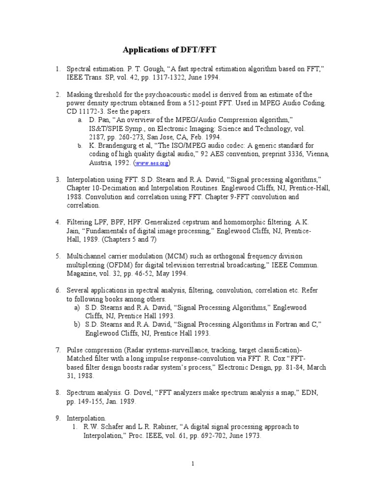 Fft Application Pdf Fast Fourier Transform Digital Signal Processing