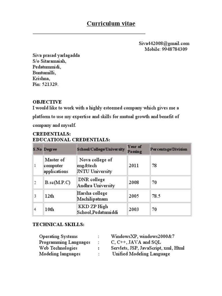 Curriculum Vitae: Objective | PDF | Java Server Pages | Computing Platforms