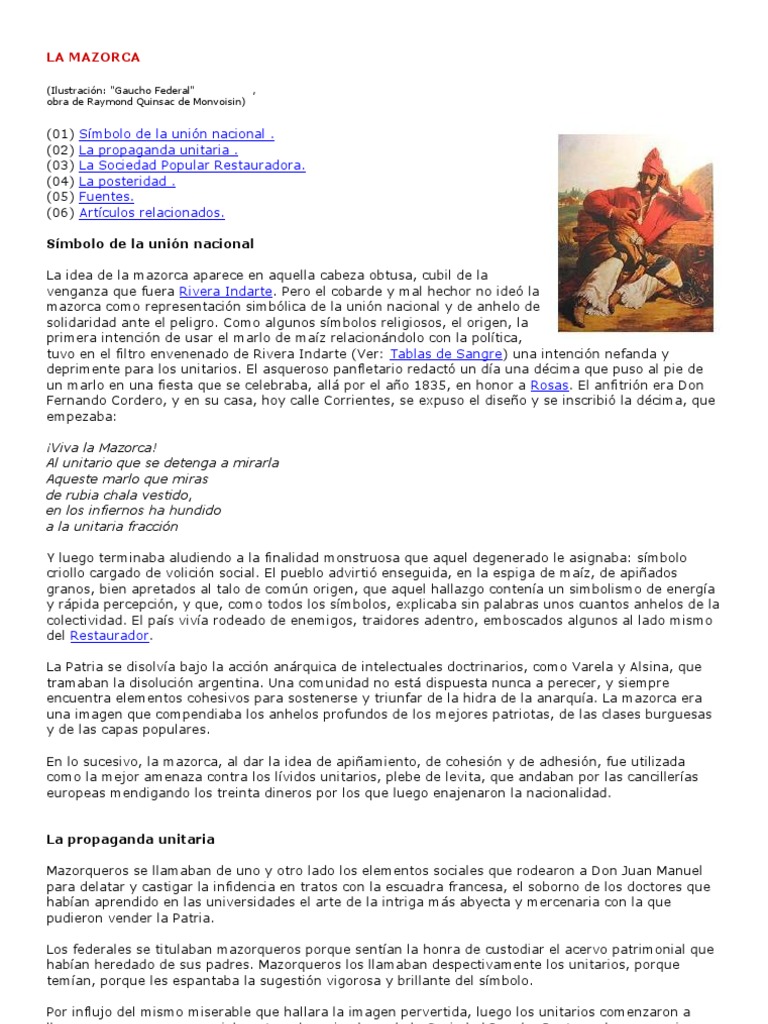 La Mazorca: Símbolo de Unidad Nacional | PDF | Argentina | Agitación