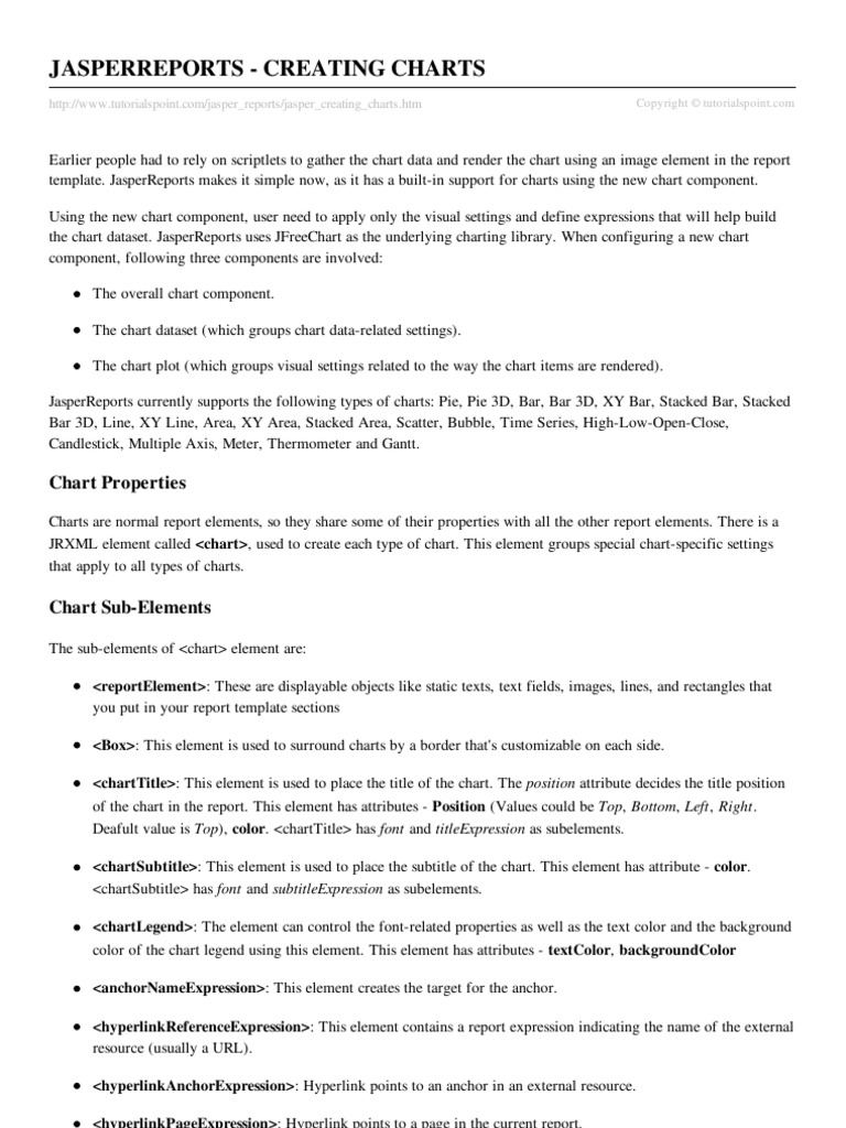 Jasper Creating Charts | PDF | Hyperlink | Computer Data
