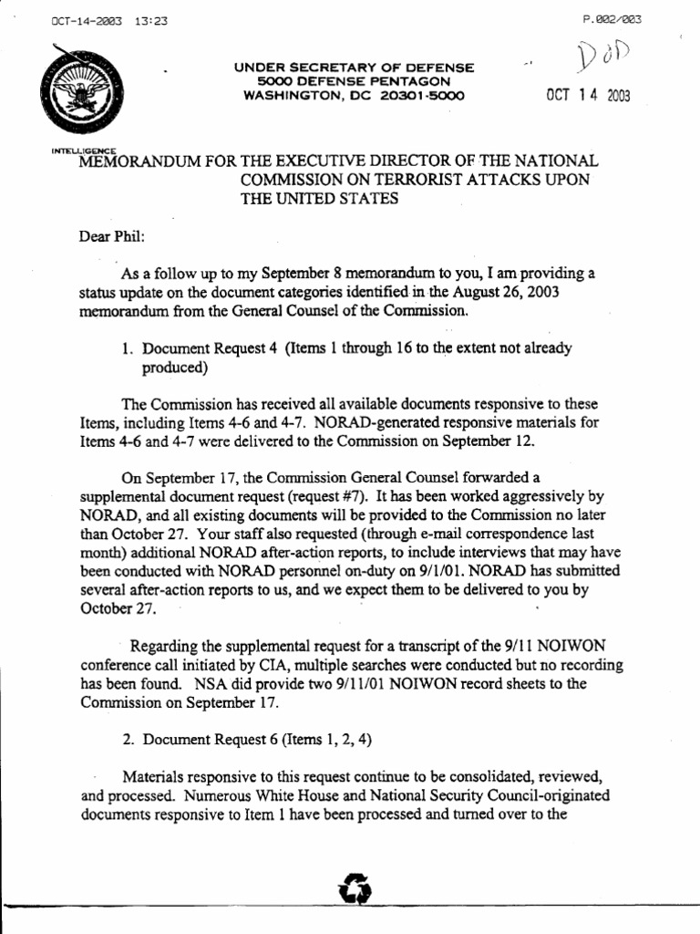 DM B3 DOD 1 of 2 FDR - Memos and Correspondence Re Document Production ...