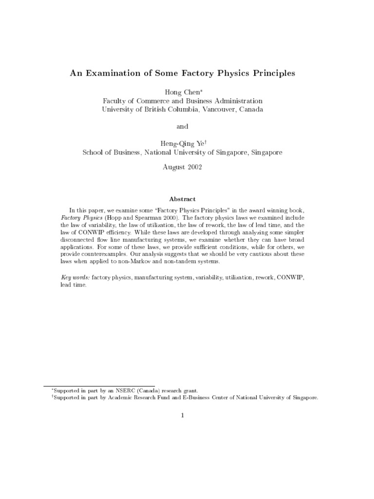 Factory Physics Principles | PDF | Mathematical Proof | Operations ...