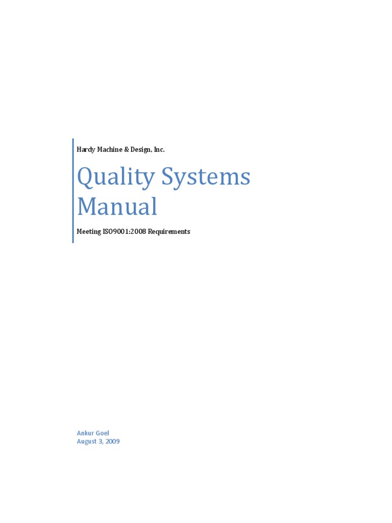 Hardy Machine QMS Manual Overview | PDF | Quality Management System ...