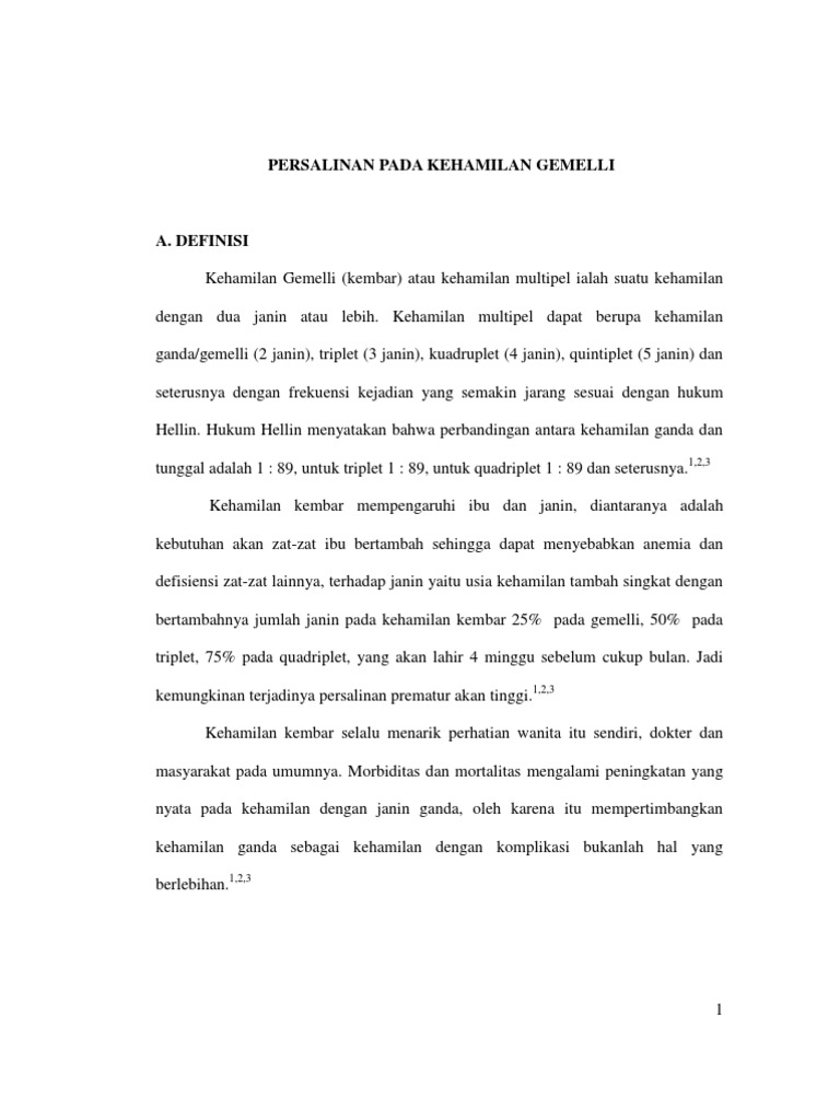 Persalinan Pada Kehamilan Gemelli | PDF