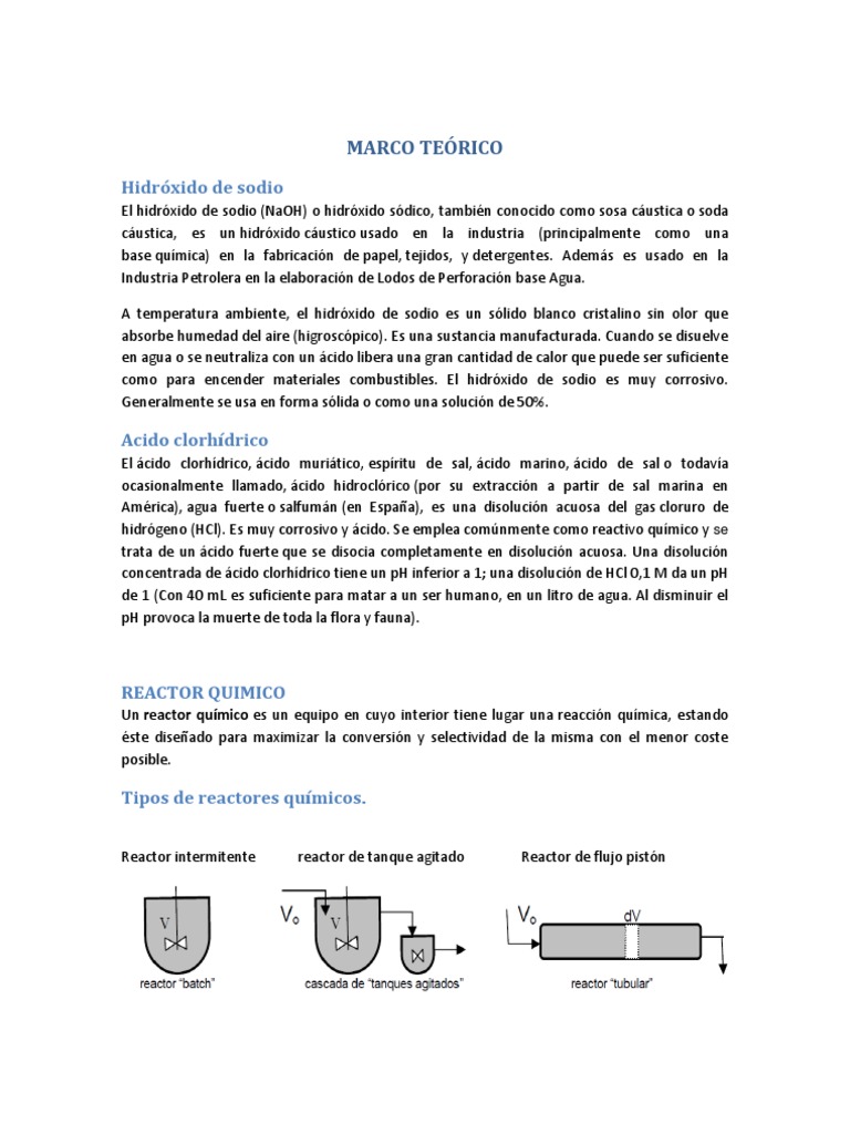 Diseño y Análisis de Reactores CSTR | PDF | Reactor Quimico | Ácido clorhídrico