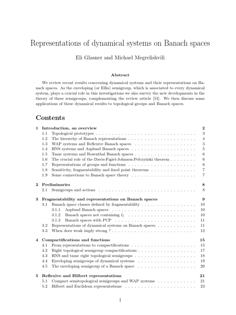 Dynamical Systems and Banach Space Representations | PDF | Banach Space | Compact Space