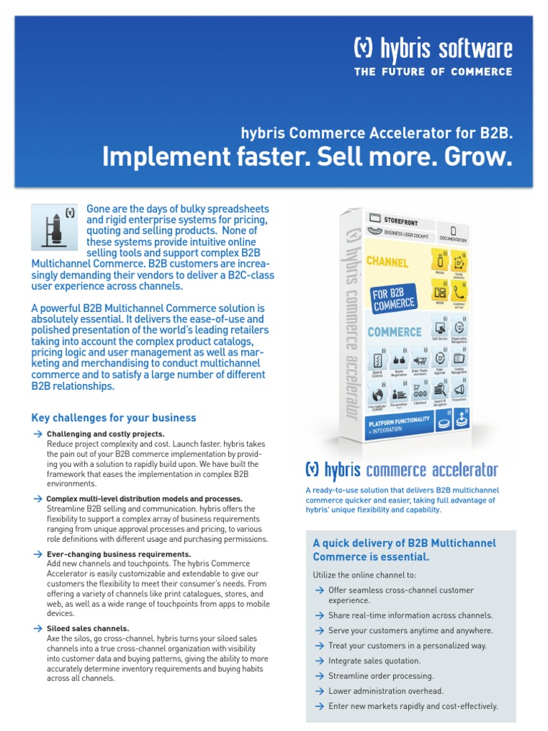 Implement faster. Sell more. Grow with hybris B2B Commerce Accelerator | PDF | Sales | Online ...