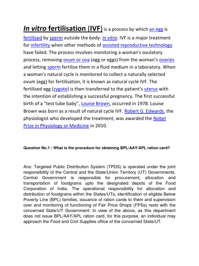 In Vitro Fertilisation (IVF) | PDF | In Vitro Fertilisation | Wellness
