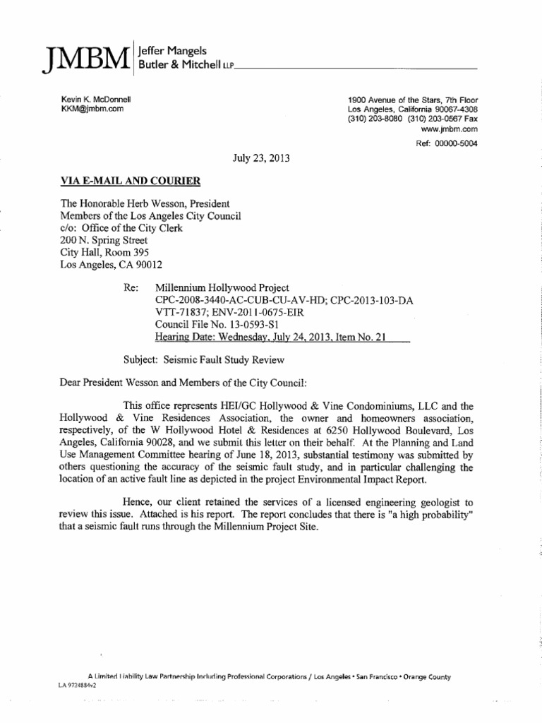 Letter To City Council Re Millennium Project - Seismic | PDF | Geology ...