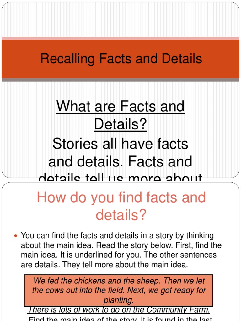 Recalling Facts and Details | PDF