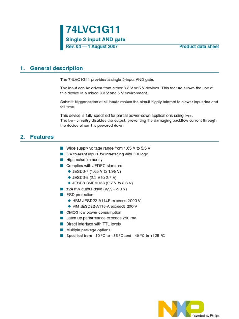 74LVC1G11: 1. General Description | PDF | Electrostatic Discharge | Computer Engineering