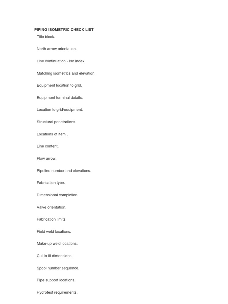 Piping Isometric Checklist Guide | PDF
