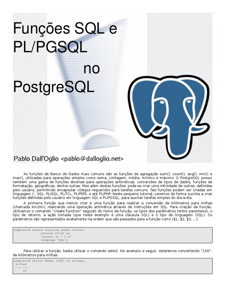 Postgres Functions | PDF | SQL | Php