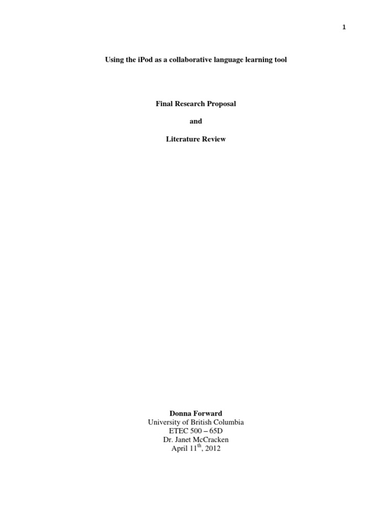 Ep - Final Research Proposal and Literature Review ETEC 500 | PDF | Constructivism (Philosophy ...