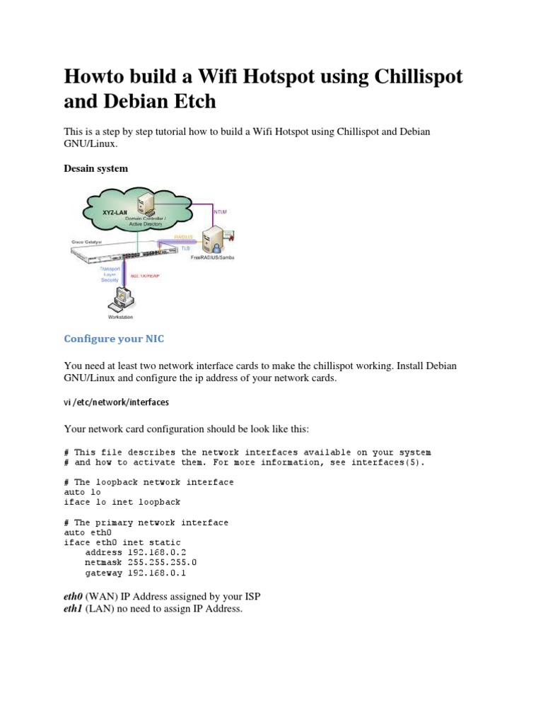 Howto Build A Wifi Hotspot Using Chillispot and Debian Etch | PDF ...