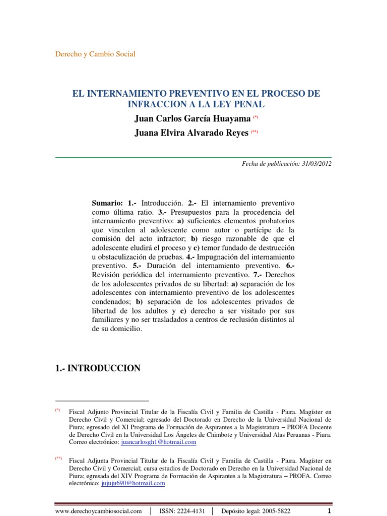 Internamiento Preventivo | PDF | Derecho penal | Habeas corpus
