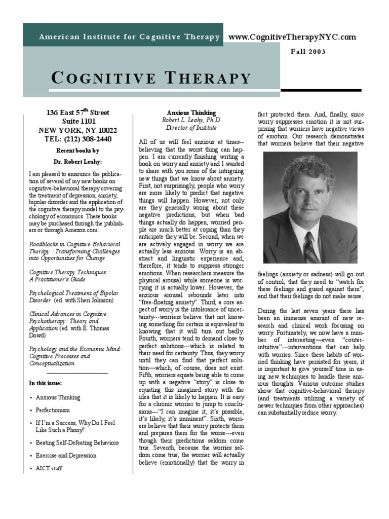 CBT NYC Newsletter Fall03 | PDF | Perfectionism (Psychology ...
