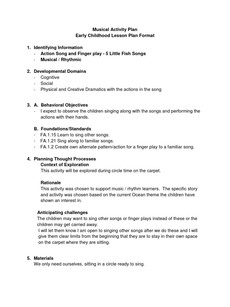 Ocean-Themed Music Activity Plan | PDF | Lesson Plan | Cognition