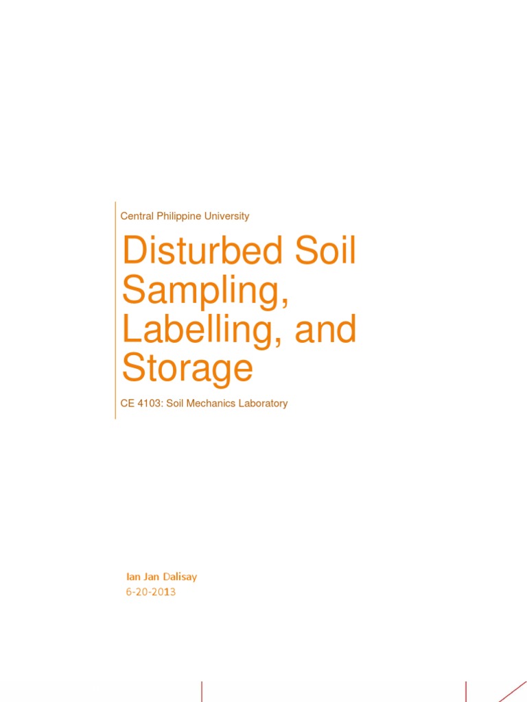 Experiment 1 - Disturbed Soil Sampling, Labelling, and Storage | PDF ...