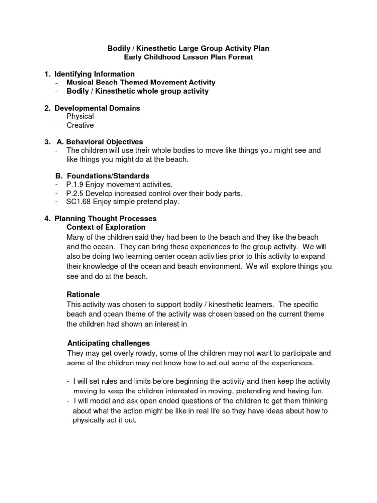 Weebly Mi Bodily Kinesthetic Large Group Activity | PDF | Lesson Plan ...