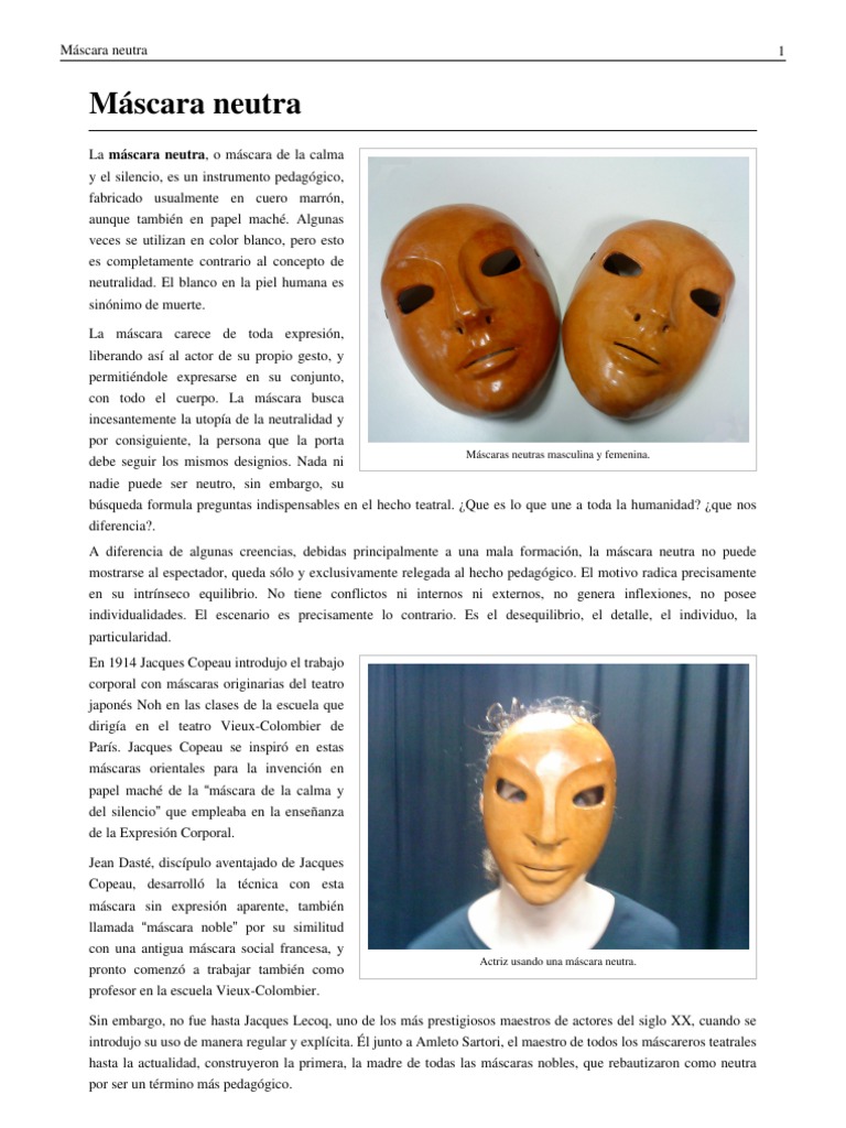 Máscara Neutra | PDF | Máscara | Teatro