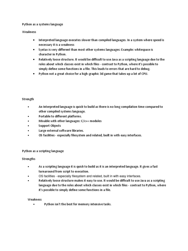 Python As Systems Language and As A Scripting Language | PDF