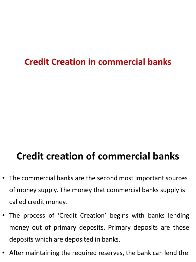 Credit Creation in Commercial Banks | PDF | Money Creation | Money Supply