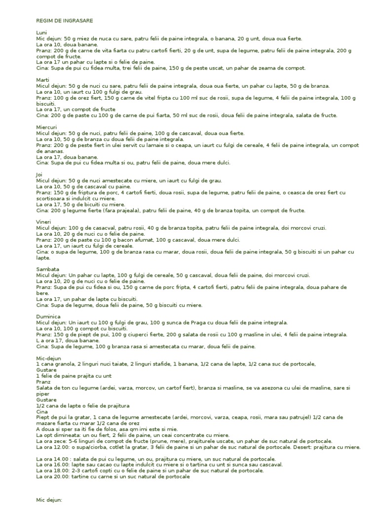 Regim de Ingrasare | PDF