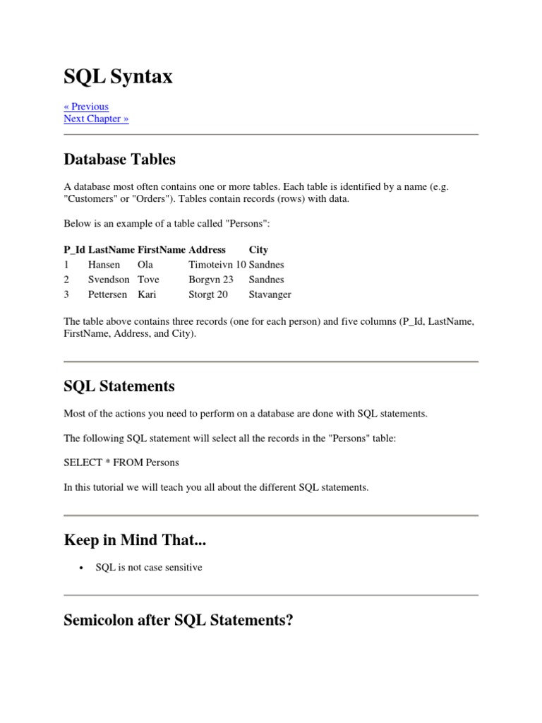Sql Syntax Database Tables Pdf Sql Database Index 7028