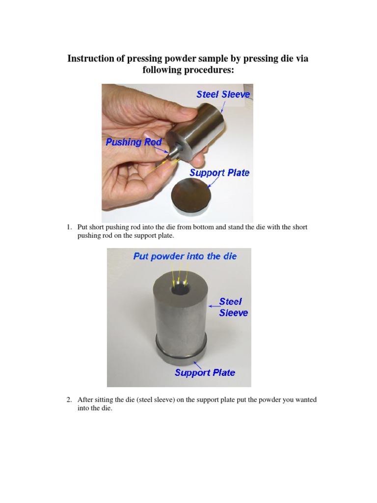 Instruction of Pressing Powder Sample by Pressing Die Via Following ...