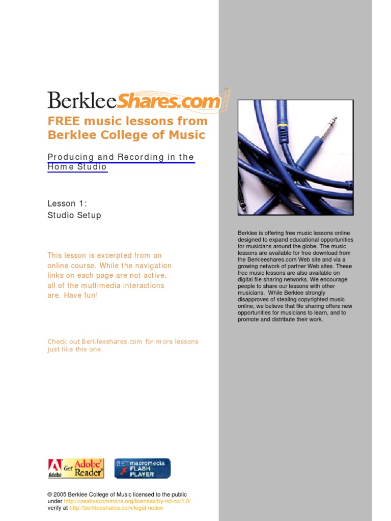Berklee Home Recording Studio Setups | PDF | Signal (Electrical ...