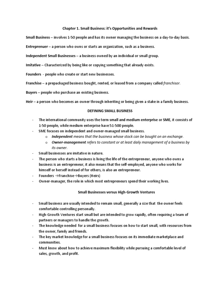 Entrep Chapter 1 | Entrepreneurship | Small Business