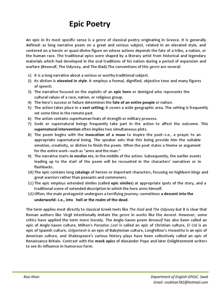 What is an Epic.pdf | Epic Poetry | Hero | Free 30-day Trial | Scribd