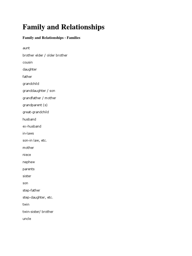 3.family and Relationships | PDF | Wellness