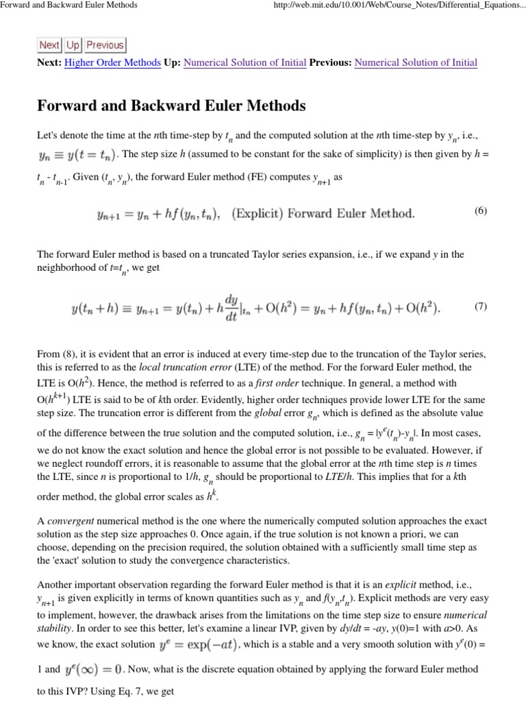 Forward and Backwadrd Euler Methods | PDF | Numerical Analysis ...